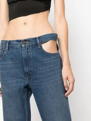 Gauchère Cut-out Straight-leg Jeans - Blue