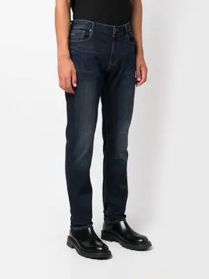 Emporio Armani Logo Plaque Straight Leg Jeans - Blue