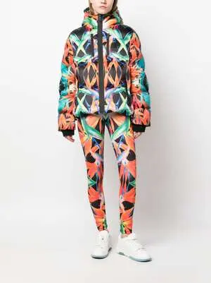 PLEIN SPORT Botanical-print Hooded Puffer Jacket