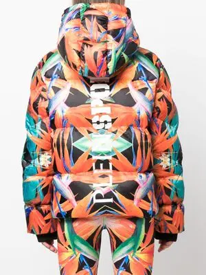 PLEIN SPORT Botanical-print Hooded Puffer Jacket