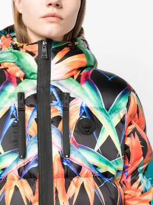 PLEIN SPORT Botanical-print Hooded Puffer Jacket