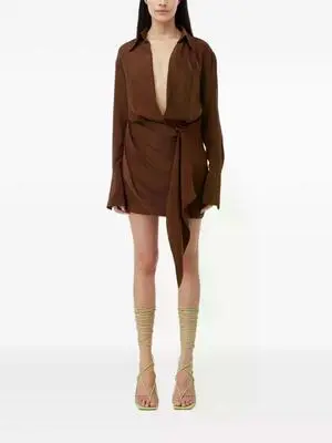 Gauge81 Gravia Draped Silk Shirtdress - Brown
