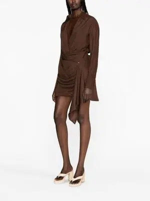 Gauge81 Gravia Draped Silk Shirtdress - Brown