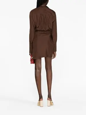Gauge81 Gravia Draped Silk Shirtdress - Brown