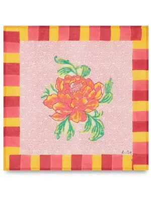 LISA CORTI Camelia Floral-print Napkins - Pink