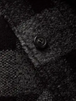 Woolrich Checked Hooded Wool-blend Coat - Black