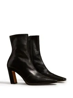 Khaite The Nevada Leather Ankle Boots - Black