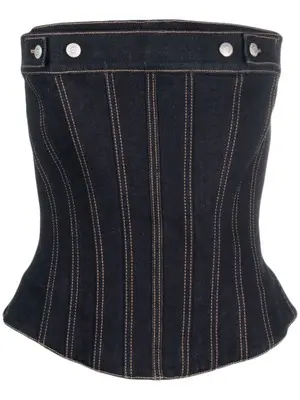 Alexander McQueen Denim Bustier Top