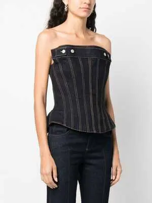 Alexander McQueen Denim Bustier Top