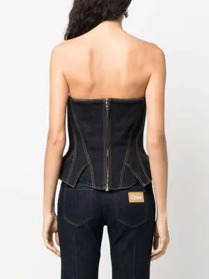 Alexander McQueen Denim Bustier Top