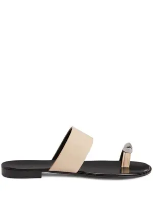 GIUSEPPE ZANOTTI Norbert Leather Toe-loop Sandals - Neutrals