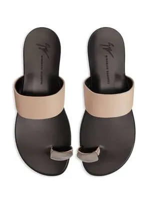 GIUSEPPE ZANOTTI Norbert Leather Toe-loop Sandals - Neutrals