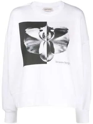 Alexander McQueen Floral-print Cotton Sweatshirt - White