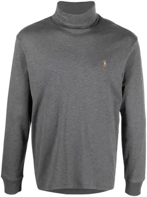 Polo Ralph Lauren Logo-embroidered Roll-neck Jumper - Grey
