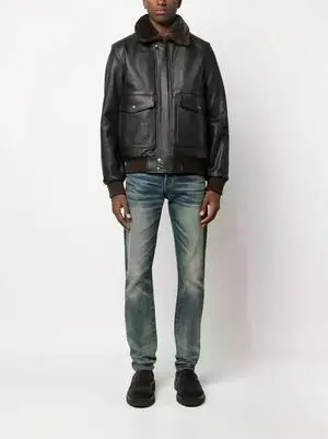 SCHOTT Spread-collar Leather Jacket