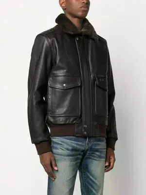 SCHOTT Spread-collar Leather Jacket
