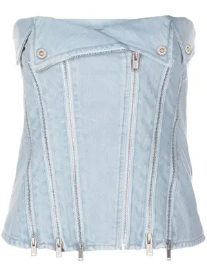 DION LEE Strapless Denim Top - Blue