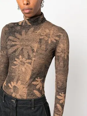 MAISON MARGIELA High Neck Floral Print Bodysuit