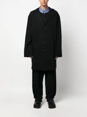 Yohji Yamamoto Single-breasted Hooded Coat