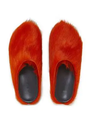 Marni Fussbet Sabot Calf-hair Slippers - Orange