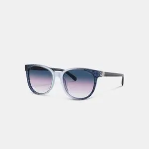 COACH Horse And Carriage Round Sunglasses - Blue Signature C Gradient