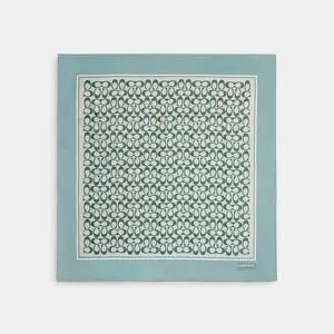 COACH Textured Signature Print Silk Square Scarf Aquamarine