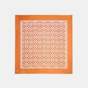 COACH Textured Signature Print Silk Square Scarf Burnished Amber