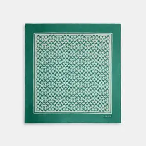 COACH Textured Signature Print Silk Square Scarf Ivy
