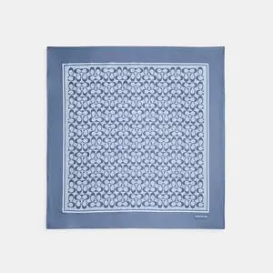 COACH Textured Signature Print Silk Square Scarf - Light Denim