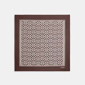 COACH Textured Signature Print Silk Square Scarf - Maple