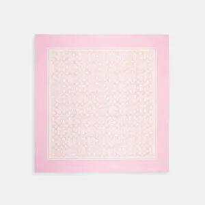 COACH Textured Signature Print Silk Square Scarf Soft Pink