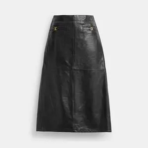 COACH® Heritage C Long Leather Skirt