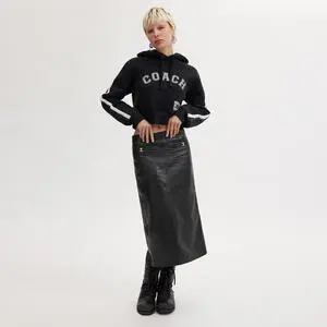 COACH® Heritage C Long Leather Skirt