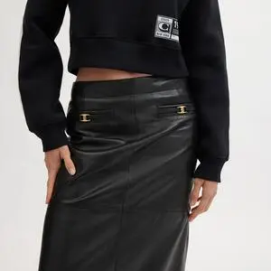 COACH® Heritage C Long Leather Skirt