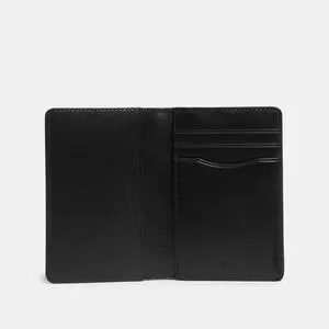 COACH Card Wallet In Signature Canvas - Charcoal/black