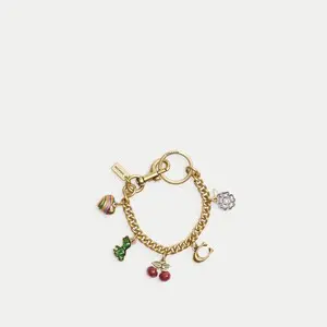 COACH Motif Chain Bag Charm - Brass/multi
