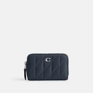 COACH Essential Small Zip Around Card Case With Pillow Quilting Silver/denim