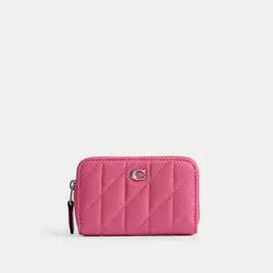 COACH Essential Small Zip Around Card Case With Pillow Quilting Silver/petunia