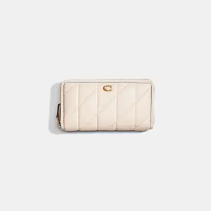 COACH Restored Accordion Zip Wallet With Pillow Quilting - Brass/chalk