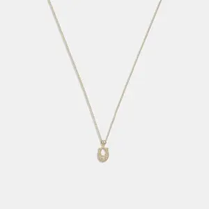 COACH Signature Pavé Crystal Pendant Necklace - Gold/clear
