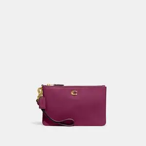 COACH Coach Wristlet Brass/deep Plum
