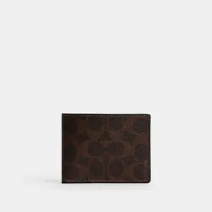 COACH Slim Billfold Wallet In Signature Canvas - Maple