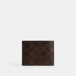 COACH Slim Billfold Wallet In Signature Canvas - Maple