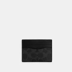 COACH Card Case In Signature Canvas - Black Signature