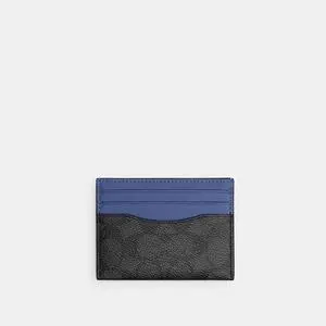 COACH Card Case In Signature Canvas Charcoal/blueberry