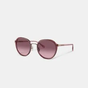 COACH® Hangtag Geometric Round Sunglasses Transparent Berry