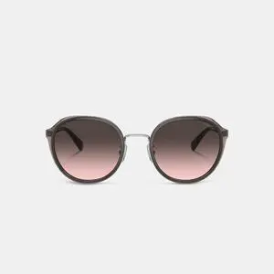 COACH® Hangtag Geometric Round Sunglasses - Transparent Gray