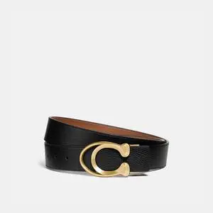 COACH® Outline C Buckle Cut-to-size Belt, 38mm - Black/saddle