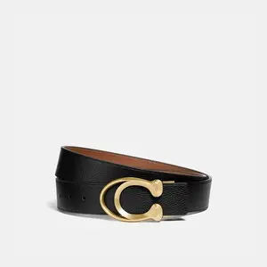 COACH Outline C Buckle Cut-to-size Belt, 38mm - Black/saddle