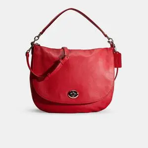 COACH Restored Turnlock Hobo - Silver/true Red